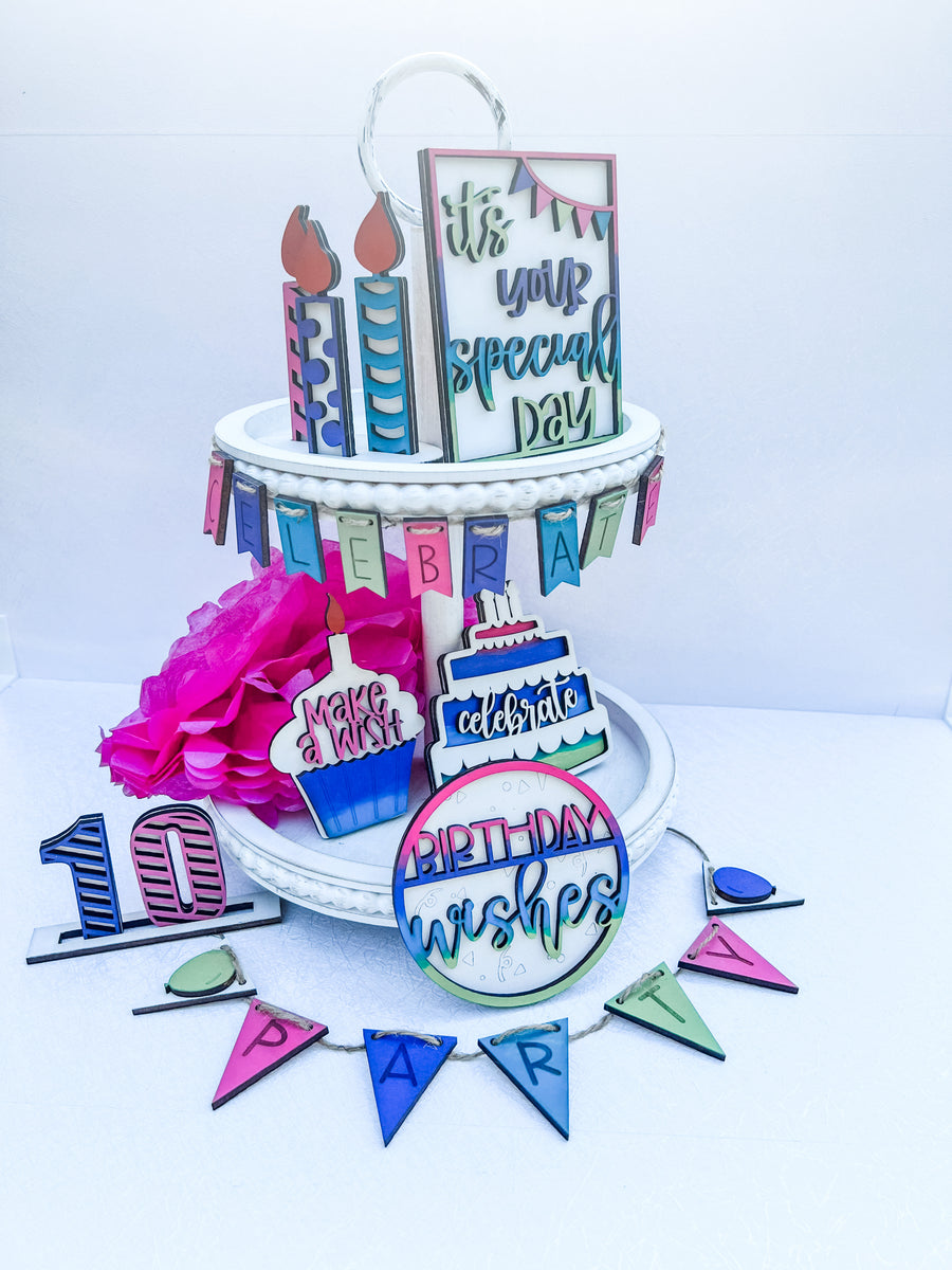 Happy Birthday Tier Tray DIY Kit – Simply Crafty DIY
